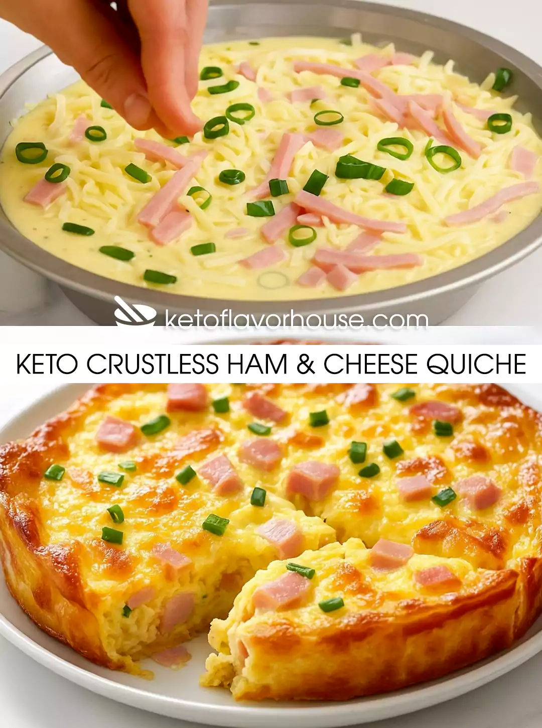 Keto Crustless Ham & Cheese Quiche - Keto Easy Recipes
