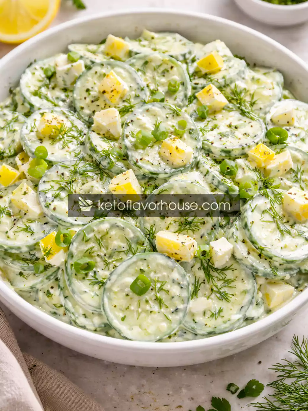 High-Protein Creamy Cucumber Salad (Easy Keto Low-Carb Recipe) - Keto ...