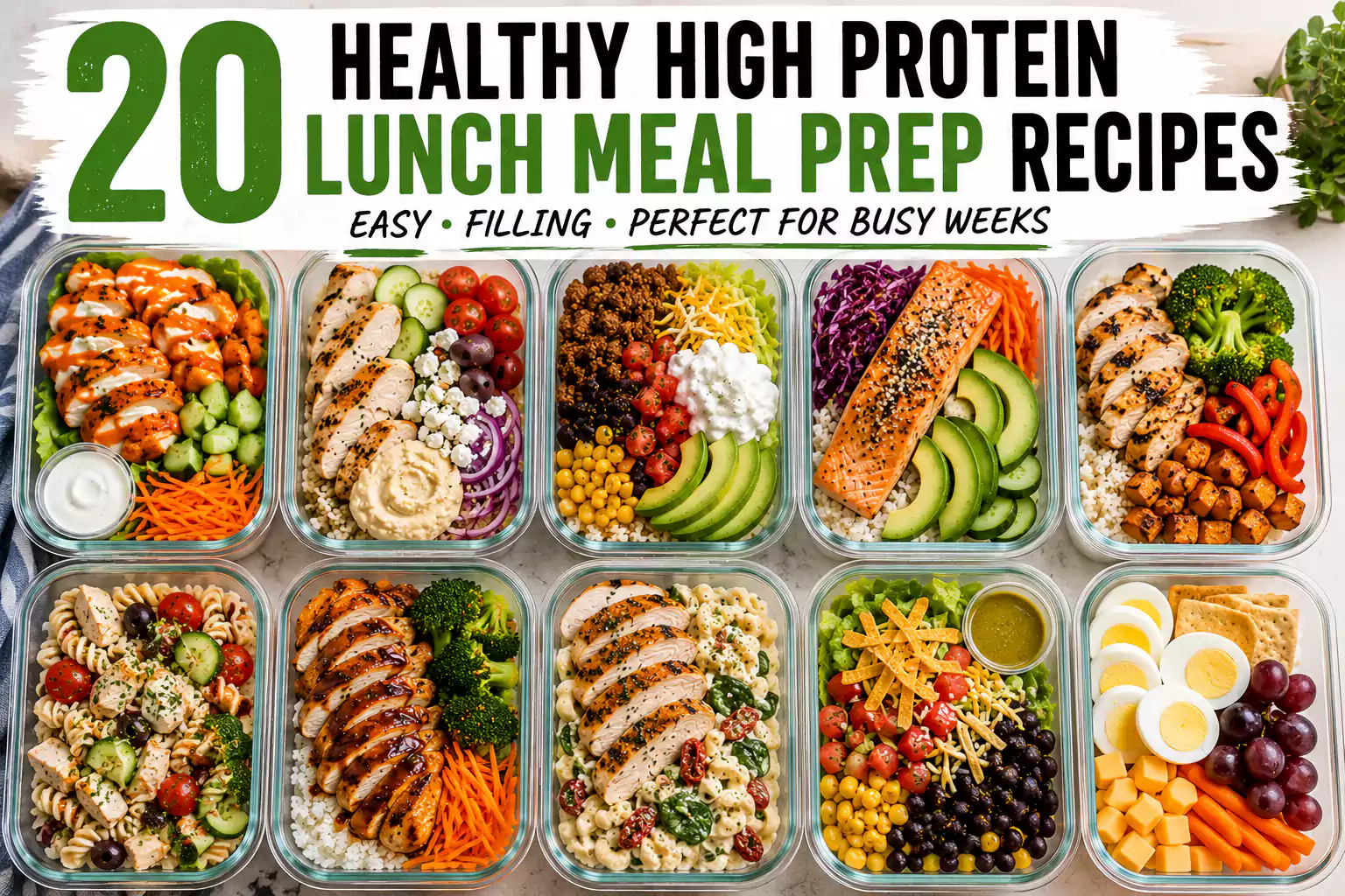 20 Healthy High Protein Lunch Meal Prep Recipes for Busy Weeks - Keto ...