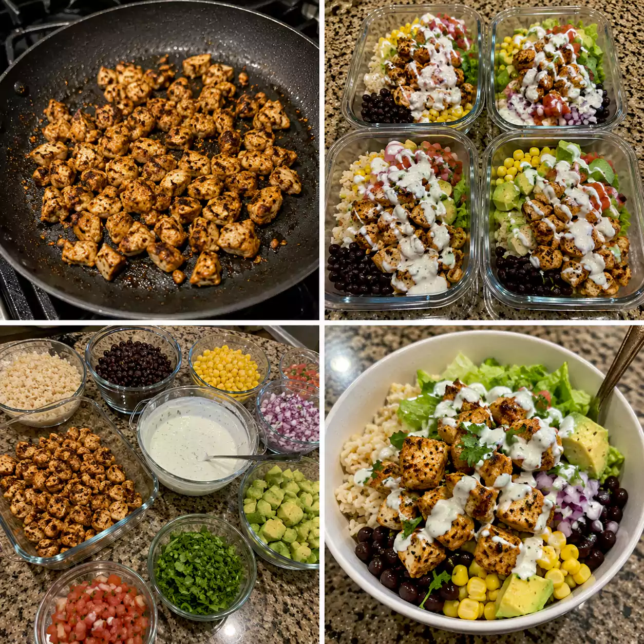 High Protein Chicken Burrito Bowls for Lunch Recipe - Keto Easy Recipes